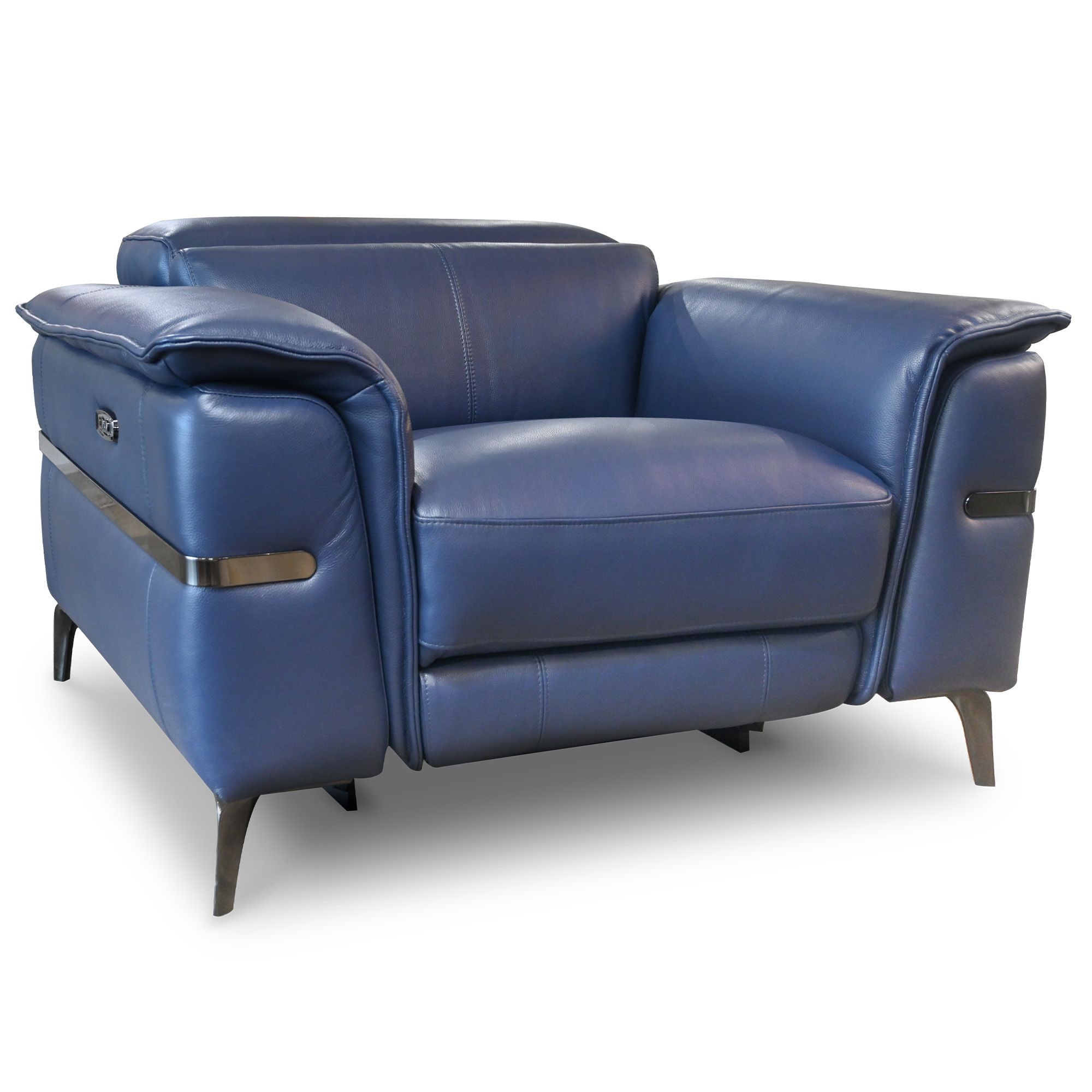 KRIAT DARK DENIM LEATHER RECLINING ARM CHAIR - Mobler